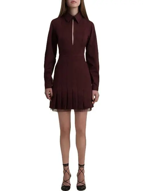 CONTESSA MILLS Honor Lace-trim Twill Mini Dress - Burgundy