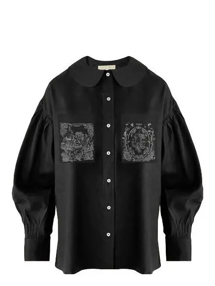 CONTESSA MILLS Tarot Stretch-linen Oxford Shirt - Black