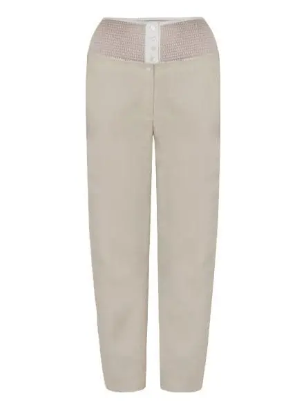 CONTESSA MILLS High-waisted Stretch Linen Trousers - Beige