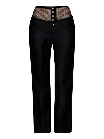 CONTESSA MILLS High-waisted Stretch Linen Trousers - Black
