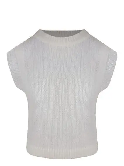 CONTESSA MILLS Laissez Soft Alpaca Lace-layered Sweater Vest - White
