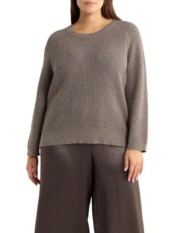 Eileen Fisher Crewneck Organic Cotton & Recycled Cashmere Sweater - Reed