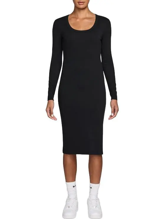 Nike Sportswear Chill Knit Long-sleeve Body-con Dress - 010 Black/sail