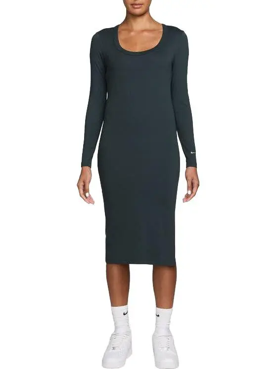 Nike Sportswear Chill Knit Long-sleeve Body-con Dress - Seaweed/sail