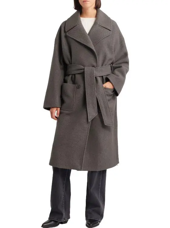 HISO Double-breasted Boiled Wool Coat - Taupe