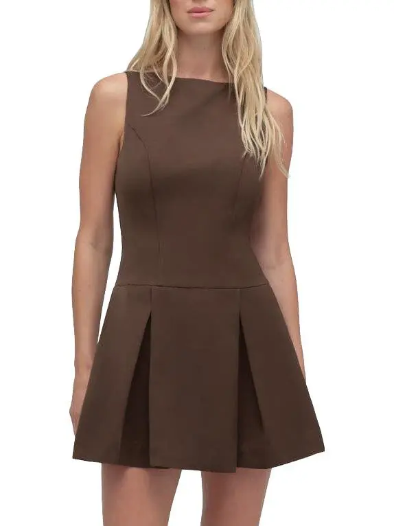 FAVORITE DAUGHTER Pleated Mini Dress - Espresso