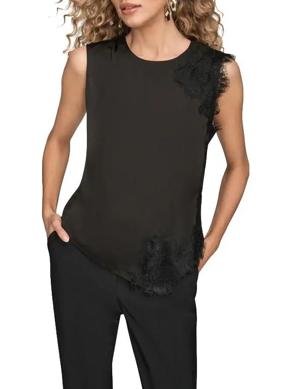 Donna Karan New York Lace Detail Tank - Black
