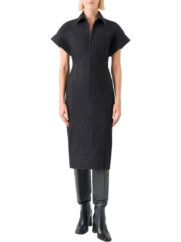 Akris Structured Stretch Denim Shirtdress - Black Denim
