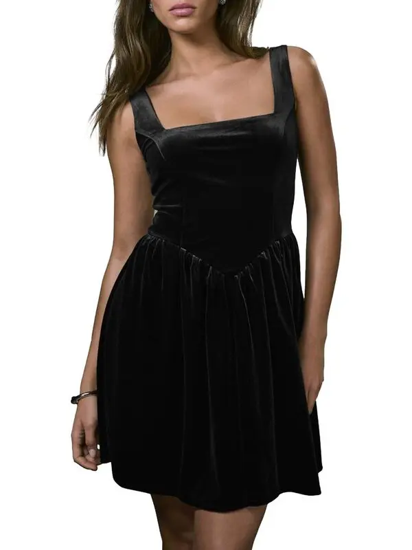NEXT Sleeveless Velvet Minidress - Black