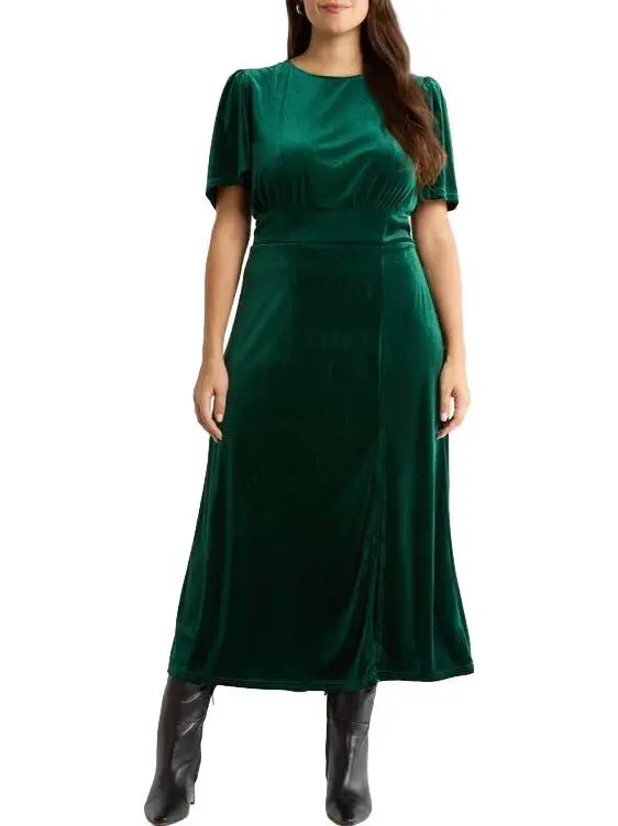 SUGARLIPS Night Bloom Velvet Maxi Dress - Emerald
