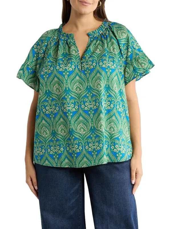 SUGARLIPS Nyra Printed Top - Green-blue-mul
