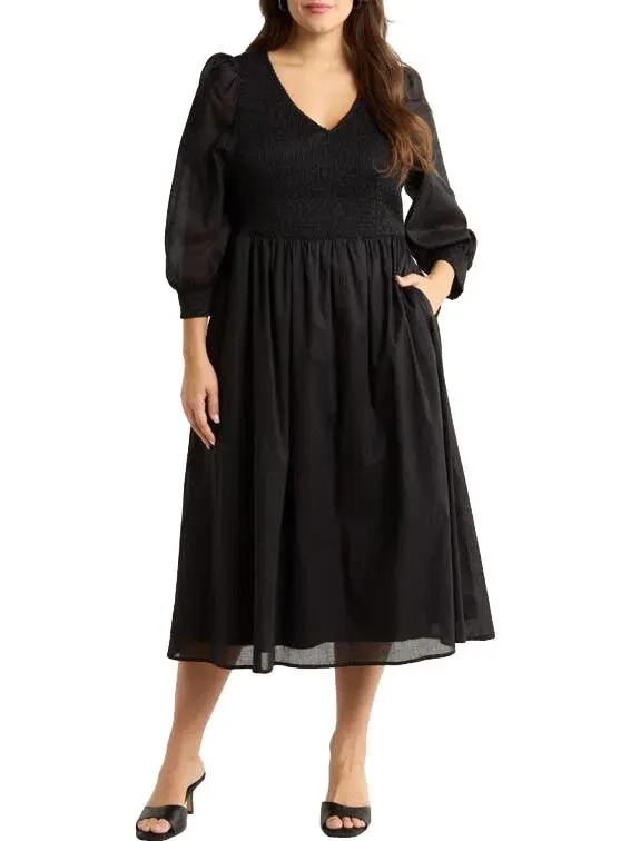 SUGARLIPS Zelda Smocked Maxi Dress - Black