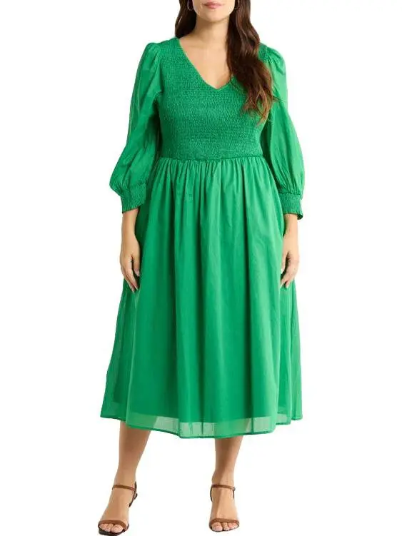 SUGARLIPS Zelda Smocked Maxi Dress - Kelly-green