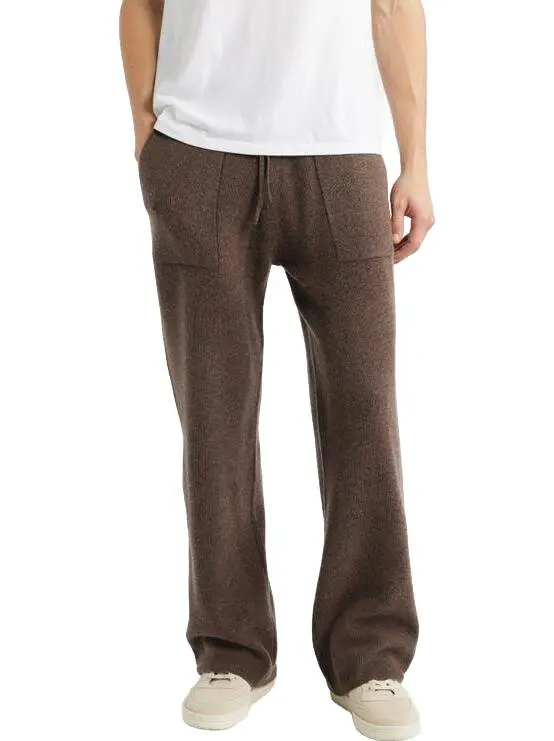 KROST Wide Leg Knit Wool Drawstring Pants - Espresso