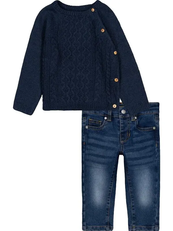 Joe's Jeans Cable Stitch Sweater & Jeans Set - Navy