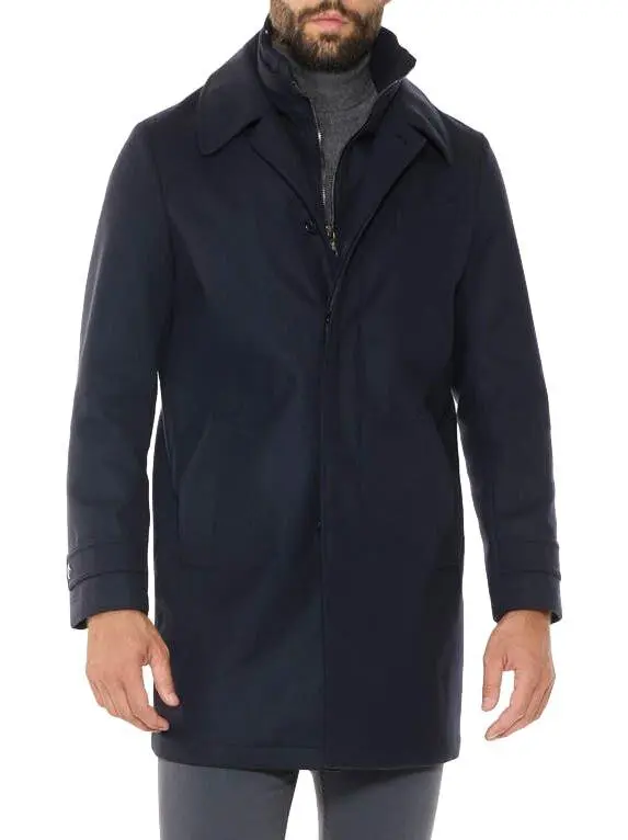 NORWEGIAN WOOL Waterproof Wool And Cashmere-blend Coat With Removable Bib - Navy