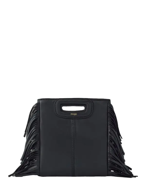 Maje Mini M Bag In Smooth Leather - Black