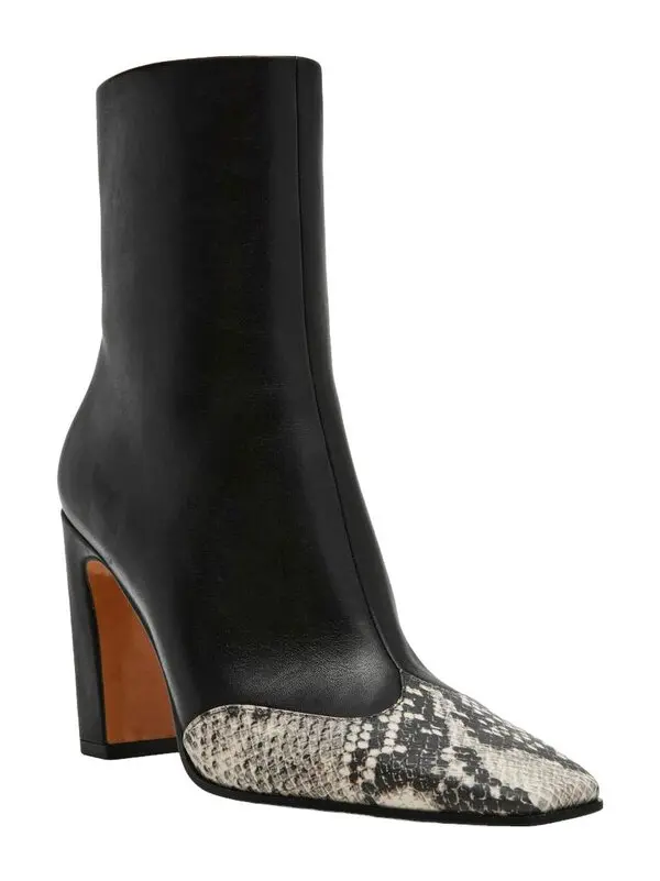 Steve Madden Lyle Cap Toe Bootie - Black Leather Snake