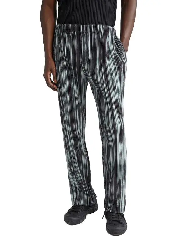 Issey Miyake Brushstroke Stripe Pleated Pants - Black