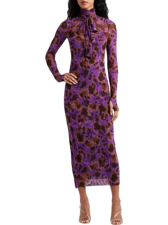 AFRM Bryony Floral Mesh Maxi Dress - Violet Haze Floral