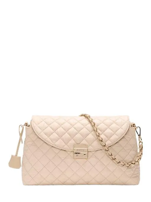 Mz Wallace Crosby Lock Quilted Shoulder Bag - Buff