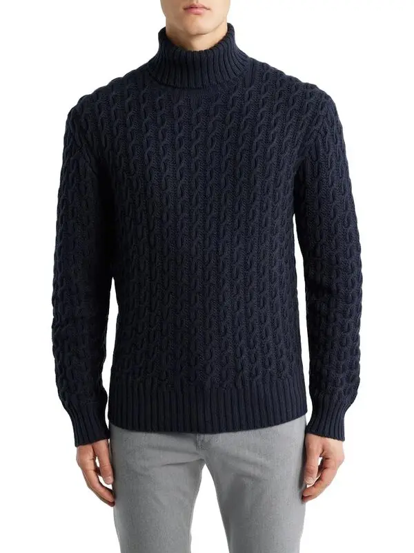 Hugo Boss Cable Wool & Cashmere Sweater - Dark Blue