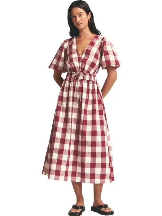 ST MRLO Rowley Gingham Midi Dress - Berry Gingham