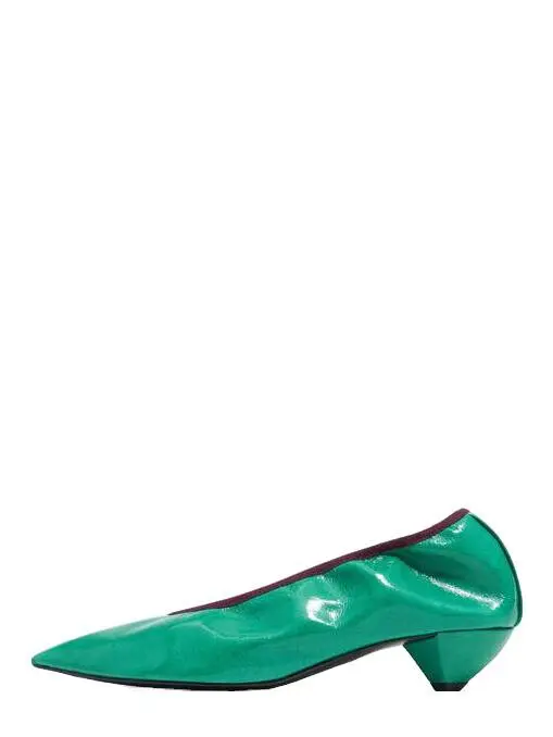 Bimba Y Lola Leather Heel Court Shoe - Green