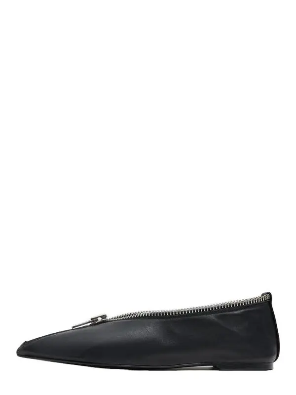 Bimba Y Lola Leather Zip Ballerinas - Black