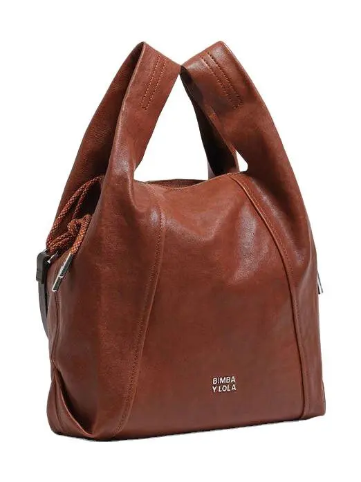 Bimba Y Lola Medium Leather Handbag - Dark Tan