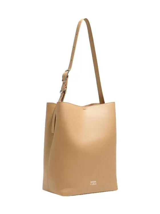 Bimba Y Lola Large Leather Carlino Shoulder Bag - Desert