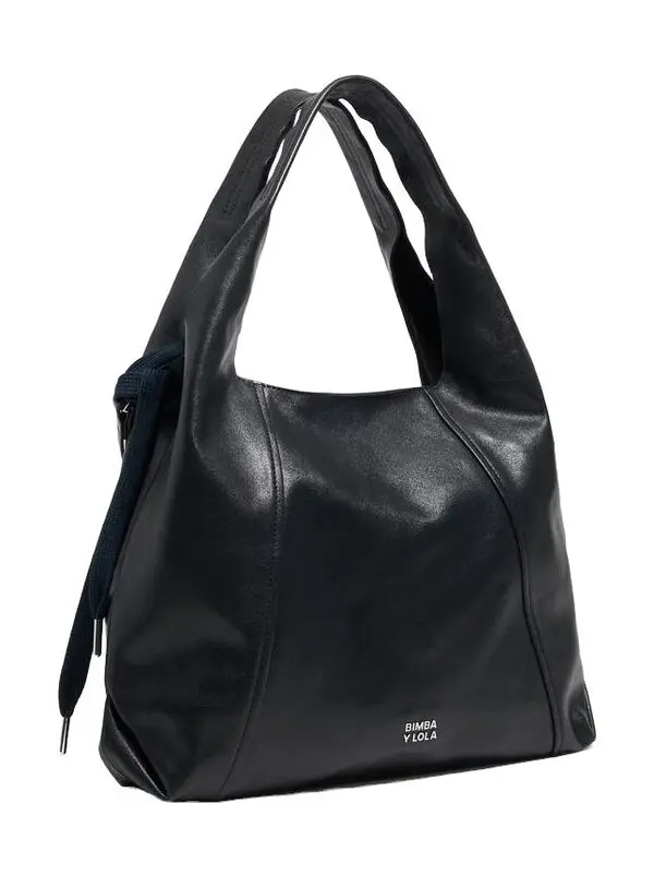 Bimba Y Lola Large Leather Shopper - Black