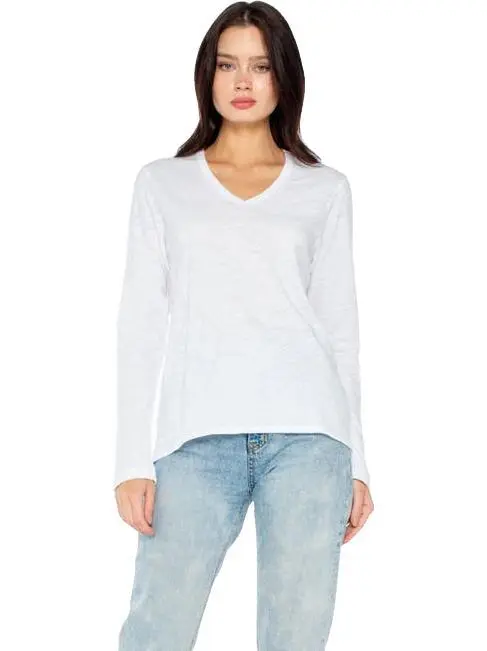WILT CLOTHING Long Sleeve Shrunken Boyfriend Top - White