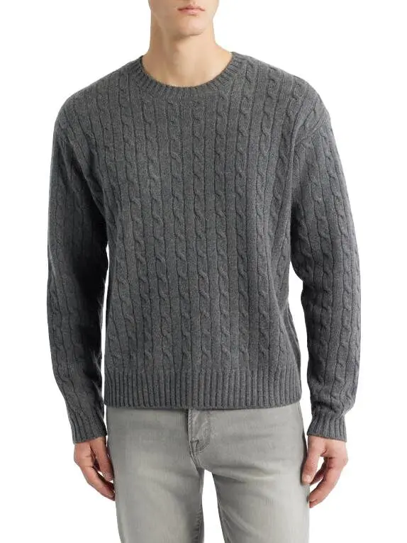 FRAME Cabled Cashmere Crewneck Sweater - Charcoal