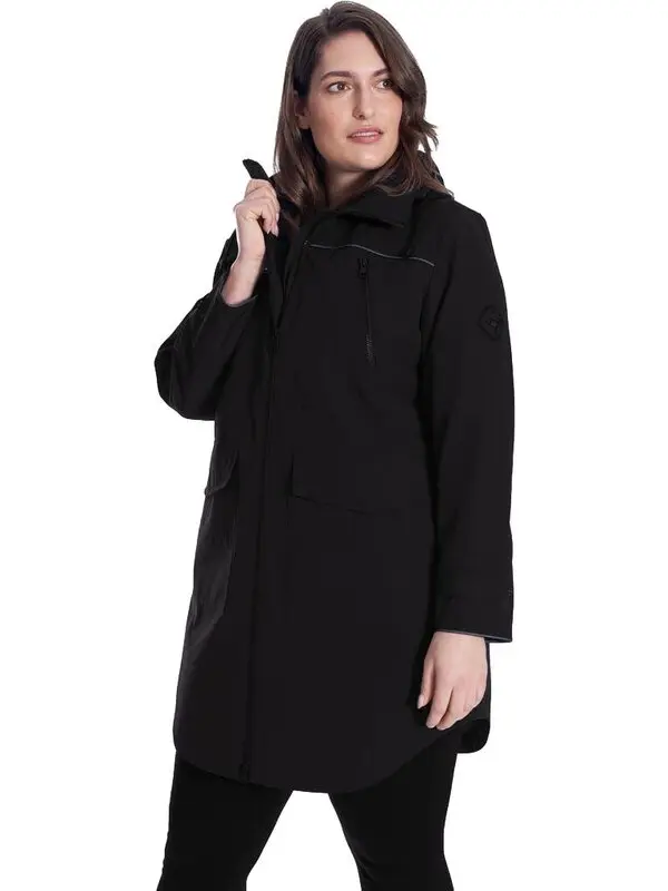 ALPINE NORTH Kusawa Mid-length Hooded Raincoat - Black