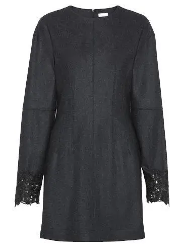 Brunello Cucinelli Mini Dress With Lace Cuffs - Dark Grey