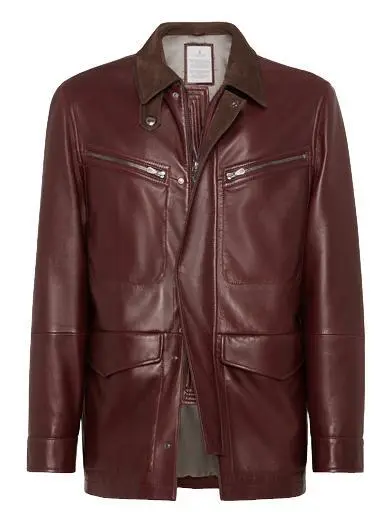 Brunello Cucinelli Nappa Leather Field Jacket - Amaranth