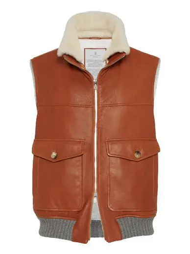 Brunello Cucinelli Padded Leather Vest - Brown