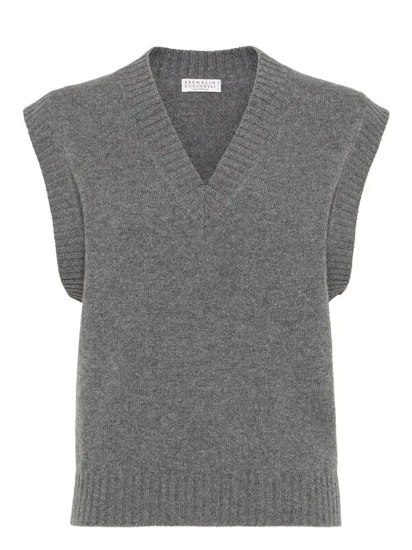 Brunello Cucinelli Cashmere Knit Vest - Lead