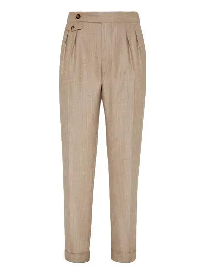 Brunello Cucinelli Houndstooth Tailored Trousers - Beige