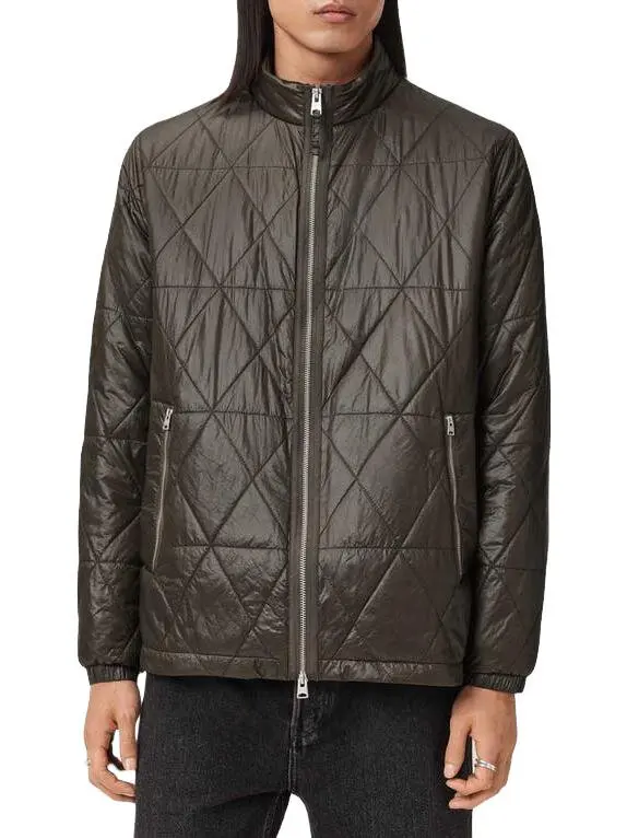 ALLSAINTS Tribex Shiny Quilted Nylon Jacket - Forest Green