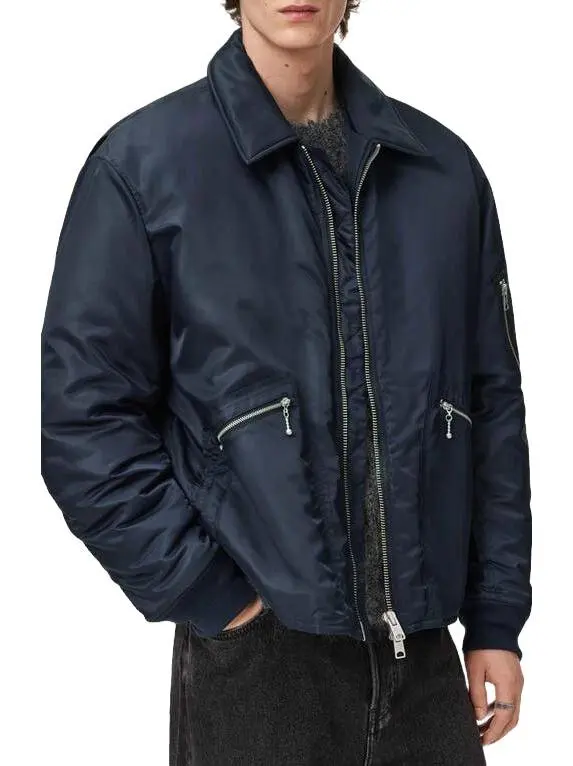 ALLSAINTS Fallon Nylon Bomber Jacket - Moonlit Blue