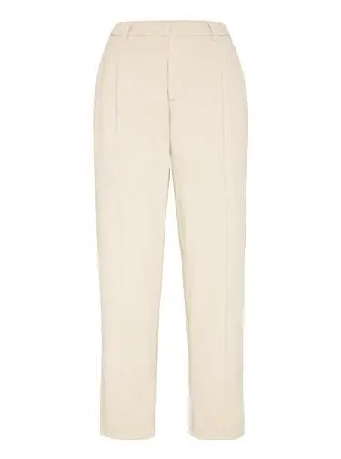 Brunello Cucinelli Baggy Trousers With Monili Decoration - Cool Beige