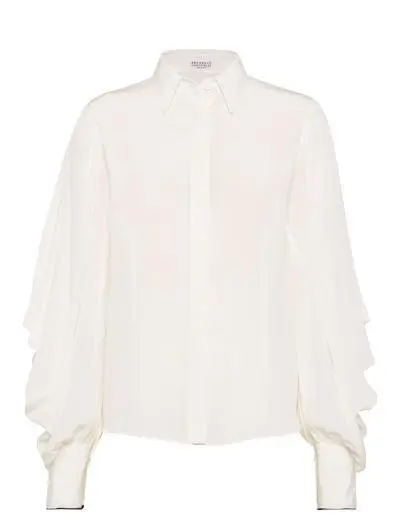 Brunello Cucinelli Crêpe De Chine Shirt - Ivory