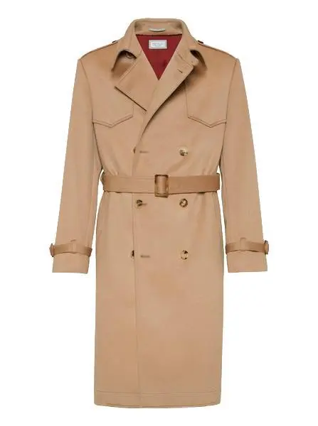 Brunello Cucinelli Cashmere Beaver Cloth Trench Coat - Beige