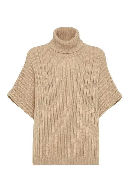 Brunello Cucinelli Cashmere Poncho-style Sweater - Biscuit