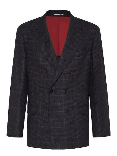 Brunello Cucinelli Prince Of Wales Deconstructed Blazer - Anthracite