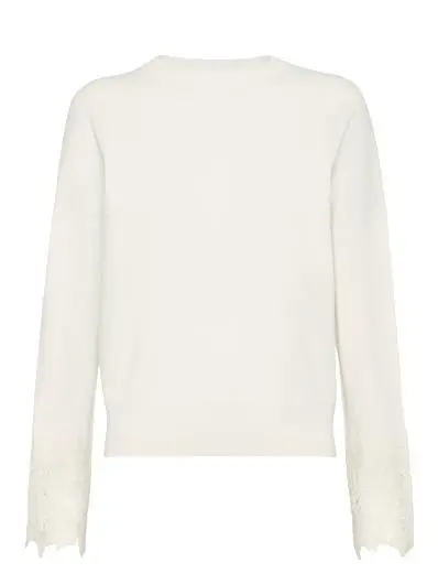 Brunello Cucinelli Cashmere Sweater With Lace Cuffs - Panama