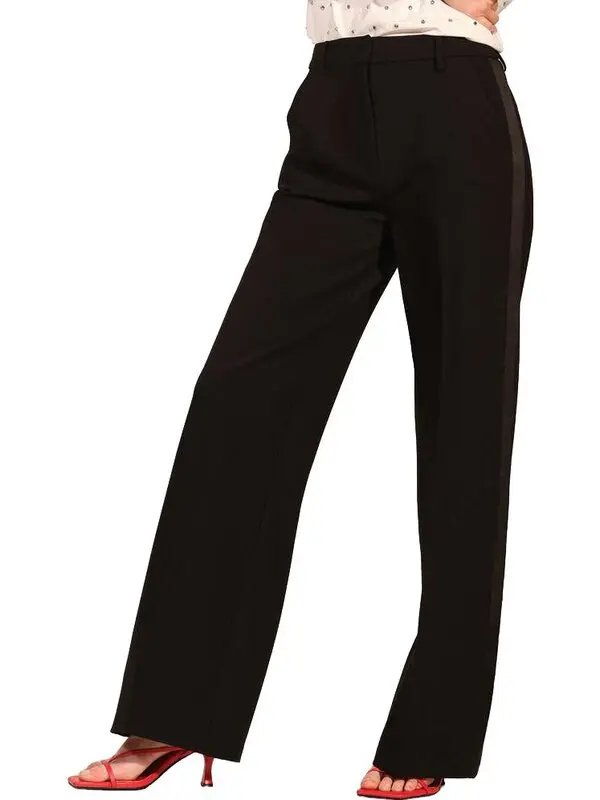 ISAAC MIZRAHI NEW YORK Ponte Tuxedo Pants - Black