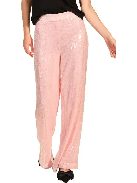 ISAAC MIZRAHI NEW YORK Sequin Wide Leg Pants - Orchid Pink